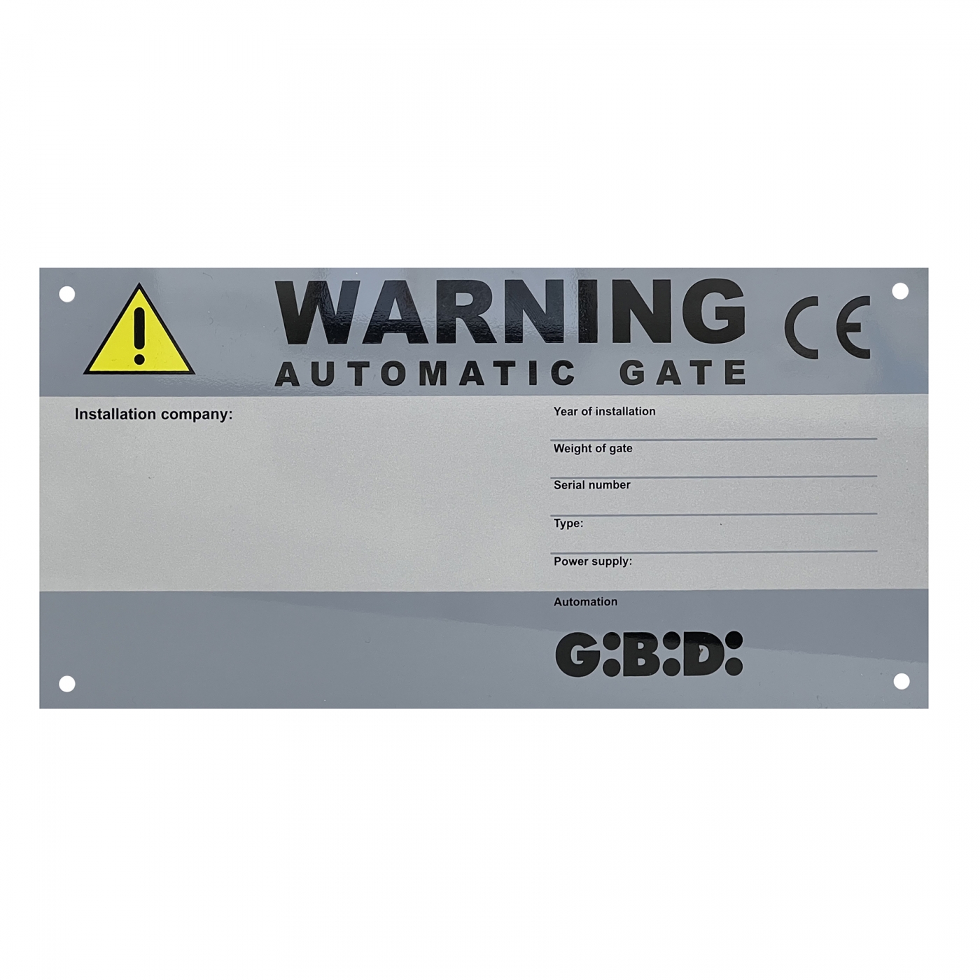 Warning Plate- Gate warning plate in aluminium- for external use. Dimension