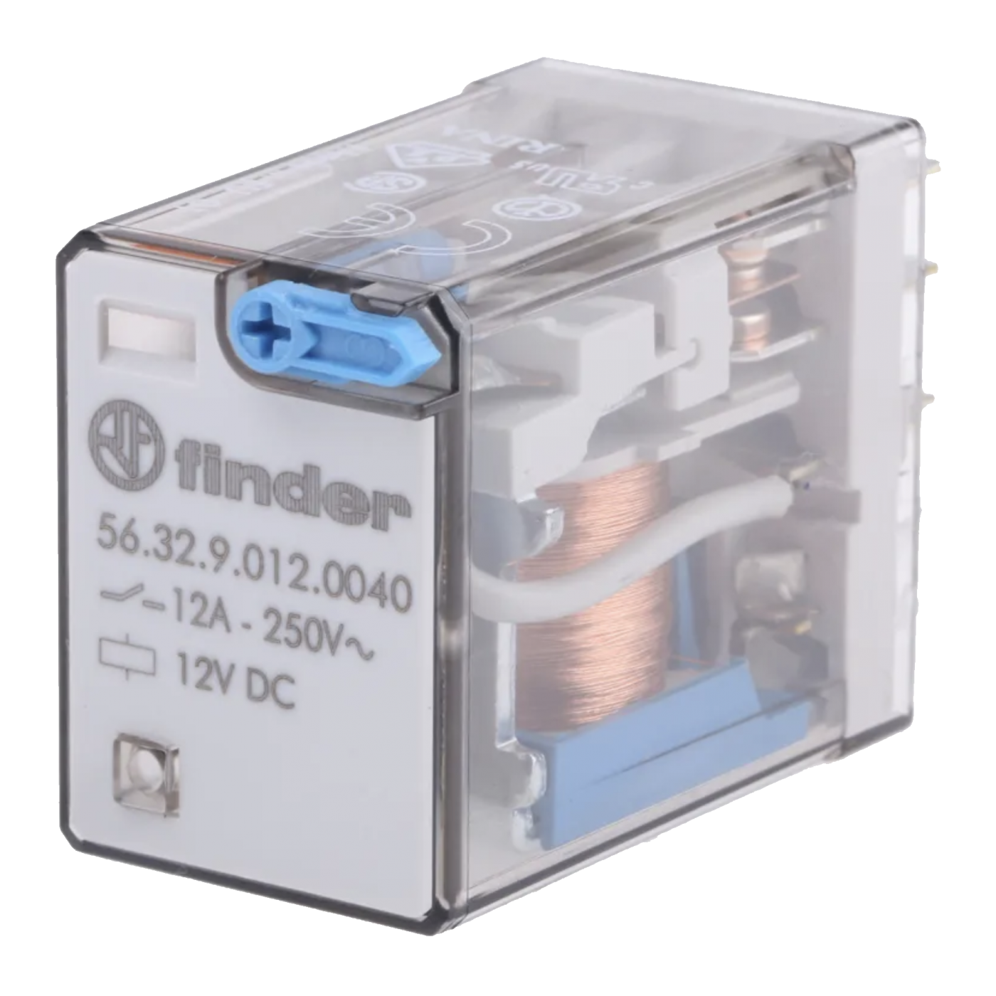 Finder Minature Power Relay 12A@240VAC, 2 Pole, 12VDC coil